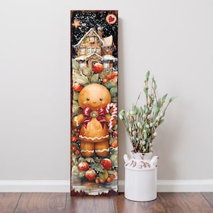 36in Gingerbread Christmas Porch Sign Front Porch Christmas Welcome ...
