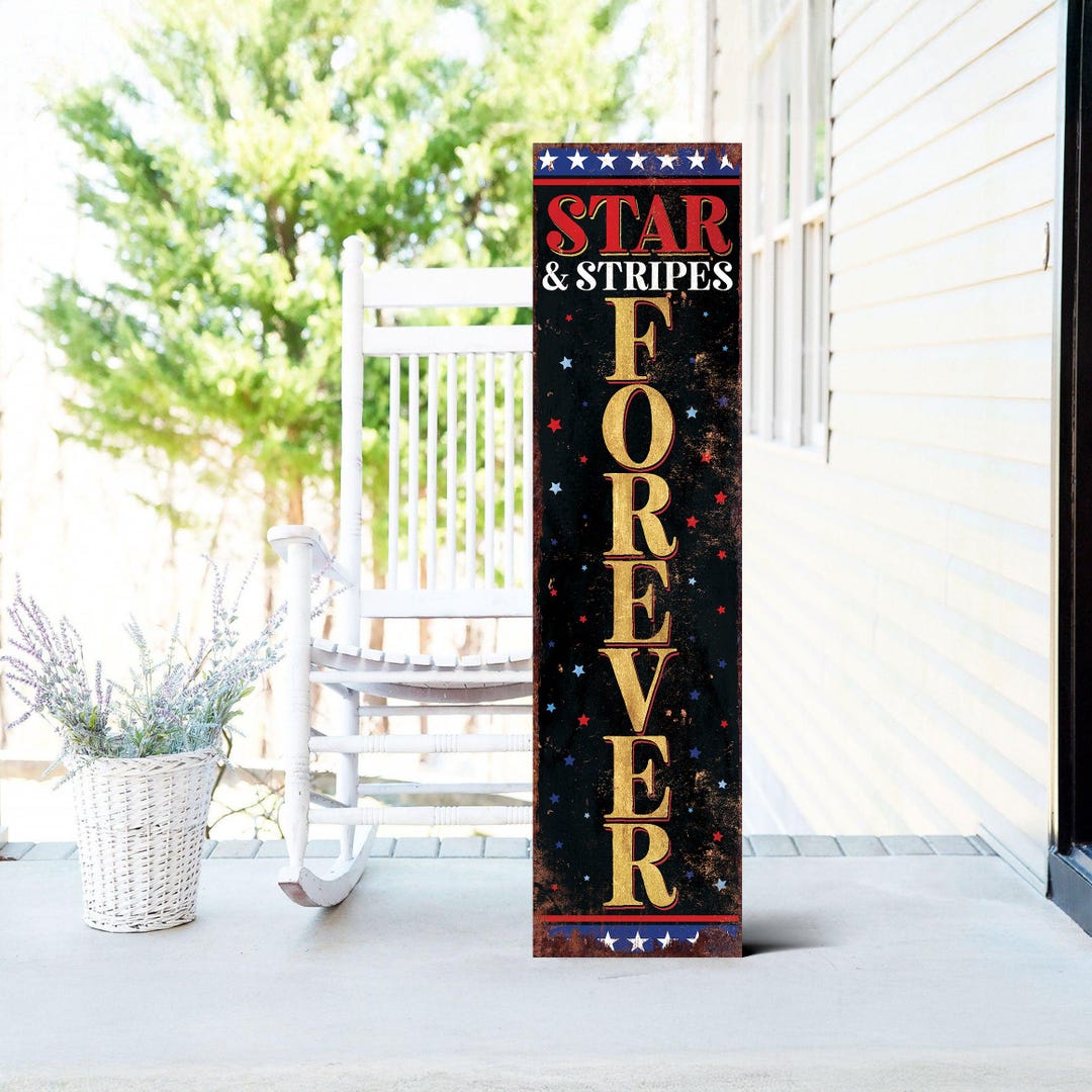 4th of July Star & Stripes Forever Porch Sign Entryway Decor | UV Print ...
