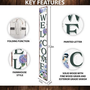 72in Spring Hydrangea Welcome Porch Sign | Rustic Wooden Decor ...