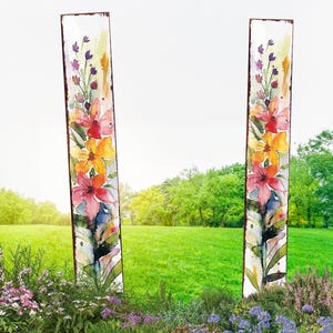 Spring Garden Stake 66in | Watercolor Fireweed Floral Yard Art ...