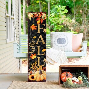 Hello Fall Porch Sign Front Porch Fall Welcome Sign With Vintage Autumn ...