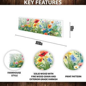 32-in Spring Watercolor Wildflower Wall Sign Perfect for Living Room ...
