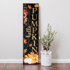 36in Hello Pumpkin Fall Sign Vintage Autumn Decoration for Front Porch ...