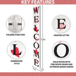 72in Outdoor Valentine's Day Welcome Sign for Front Door, 6ft Welcome ...