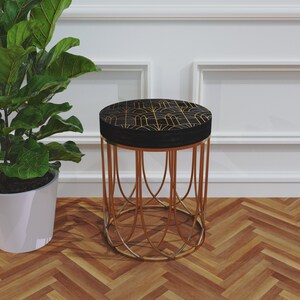 Black & Gold Geometric Accent Table | 14” Round End Table for Indoor ...