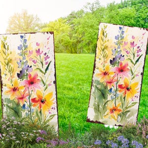 30in Spring Garden Stake | Watercolor Wildflower Decor | Ideal for ...