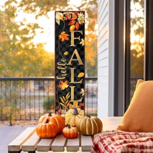 Hello Fall Porch Sign Front Porch Fall Welcome Sign With Vintage Autumn ...
