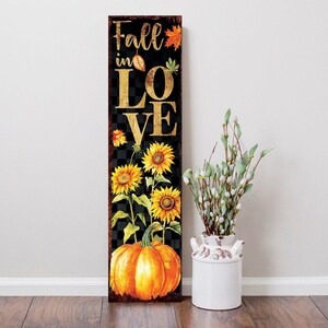 36in Fall in Love Porch Sign - Front Porch Fall Welcome Sign, Vintage ...