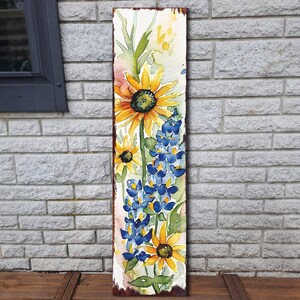 36-inch Spring Watercolor Wildflower Wooden Porch Sign Front Door Wall ...