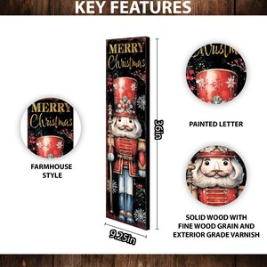 36in Nutcracker Merry Christmas Porch Sign Outdoor Farmhouse Holiday ...