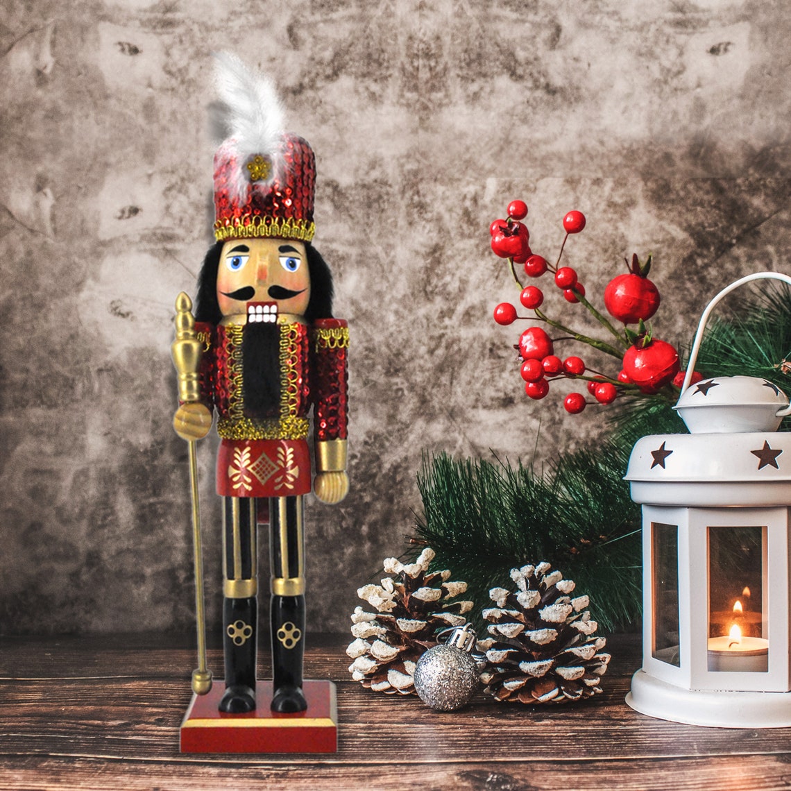 14IN Red Gold Sequin Soldier Nutcracker Festive Nutcracker - Etsy