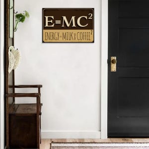 Wooden "e=mc2" Decor Sign, 7.5in X 5in, Humorous Mathematical Equation ...