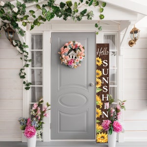 72in Sunflower Hello Sunshine Porch Sign, Charming Brown Welcome Decor ...