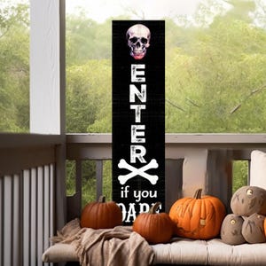 36in "enter If You Dare" Wooden Porch Sign - Spooky Front Door Decor ...