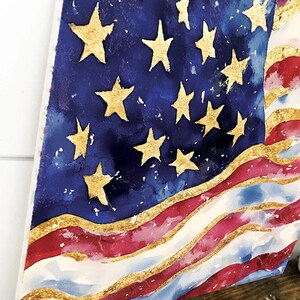 4th of July USA Flag Wall Decor Art | UV Print Canvas | Watercolor ...
