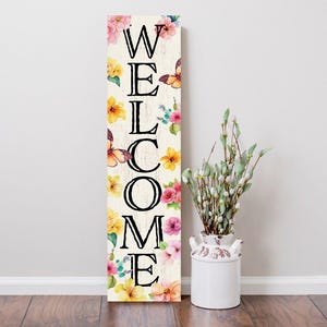 36in Spring Welcome Sign for Front Door - Wooden Porch Sign, Front ...