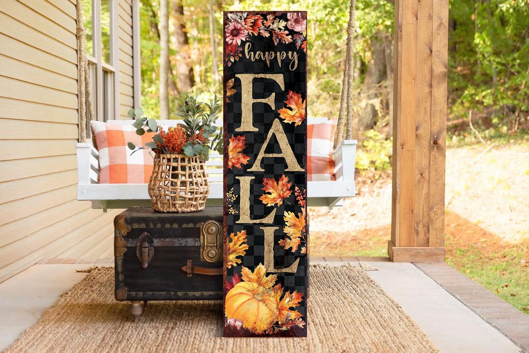 Fall Porch Sign - Front Porch Fall Welcome Sign With Vintage Autumn ...