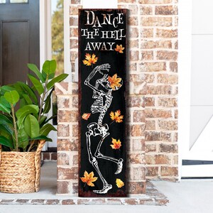 36in Dancing Skeleton Halloween Porch Sign Front Porch Halloween ...