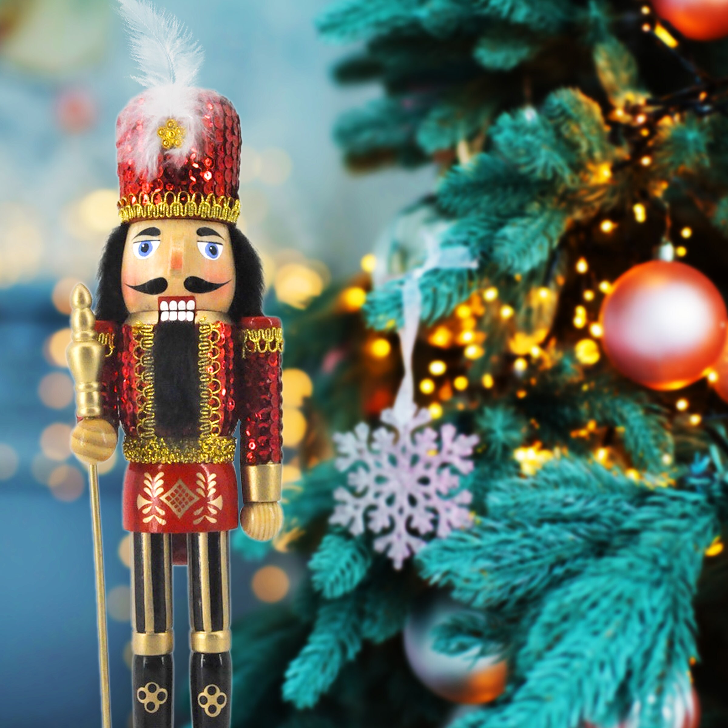 14IN Red Gold Sequin Soldier Nutcracker Festive Nutcracker - Etsy