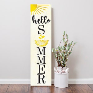 36in Hello Summer Wooden Porch Sign With Lemon Pattern - Etsy
