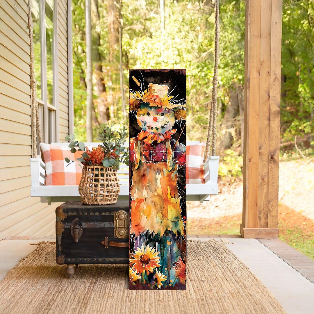 Fall Scarecrow Porch Sign - Front Porch Fall Plaque With Harvest ...