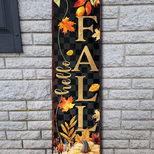Hello Fall Porch Sign Front Porch Fall Welcome Sign With Vintage Autumn ...