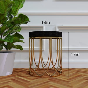 Black & Gold Geometric Accent Table | 14” Round End Table for Indoor ...