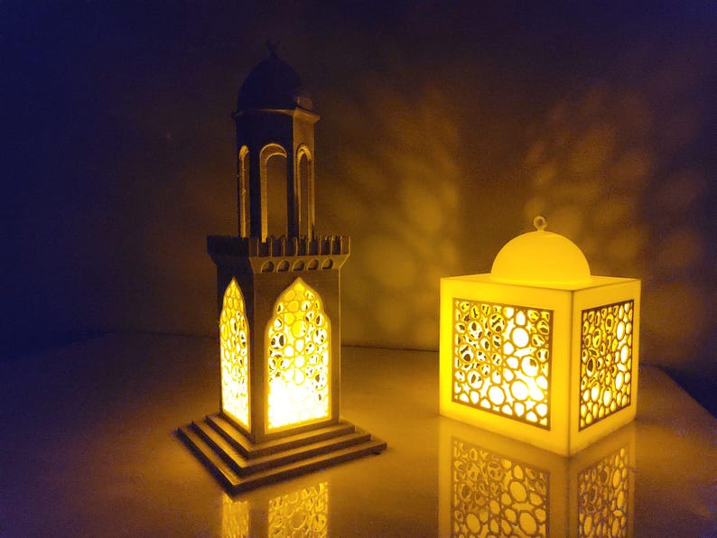 Masjid 3D Lantern Box, Minaret Lantern, Ramadan Decor, Mosque Lantern ...