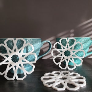 Islamic Pattern Coasters Set of 4, Islamic Geometrical 3D Printed ...