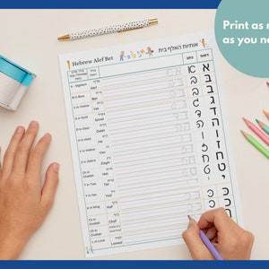 Hebrew Alphabet Writing Practice: Alef Bet Print & Script (PDF Download ...