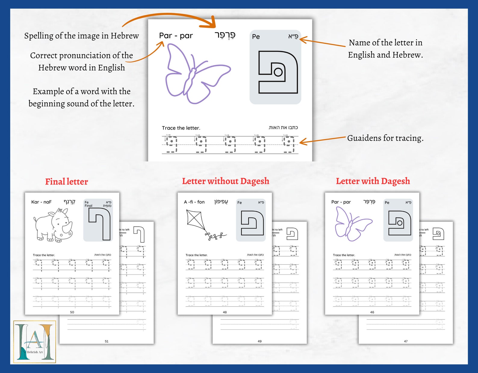 Hebrew Alphabet Letters Complete Workbook, Alef - Bet Script Letters ...