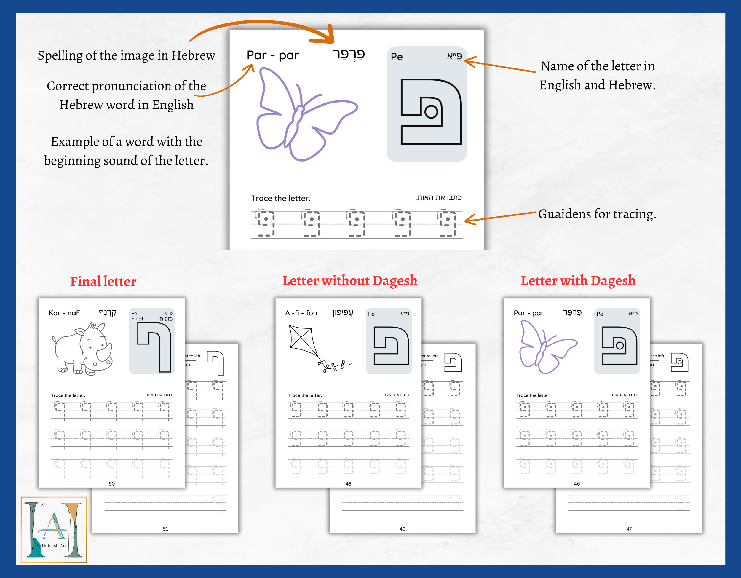 Hebrew Alphabet Letters Complete Workbook, Alef Bet Script Letters ...