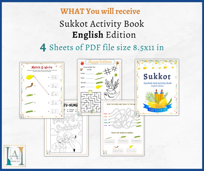 Sukkot Printable Activity Book for Kids - Etsy