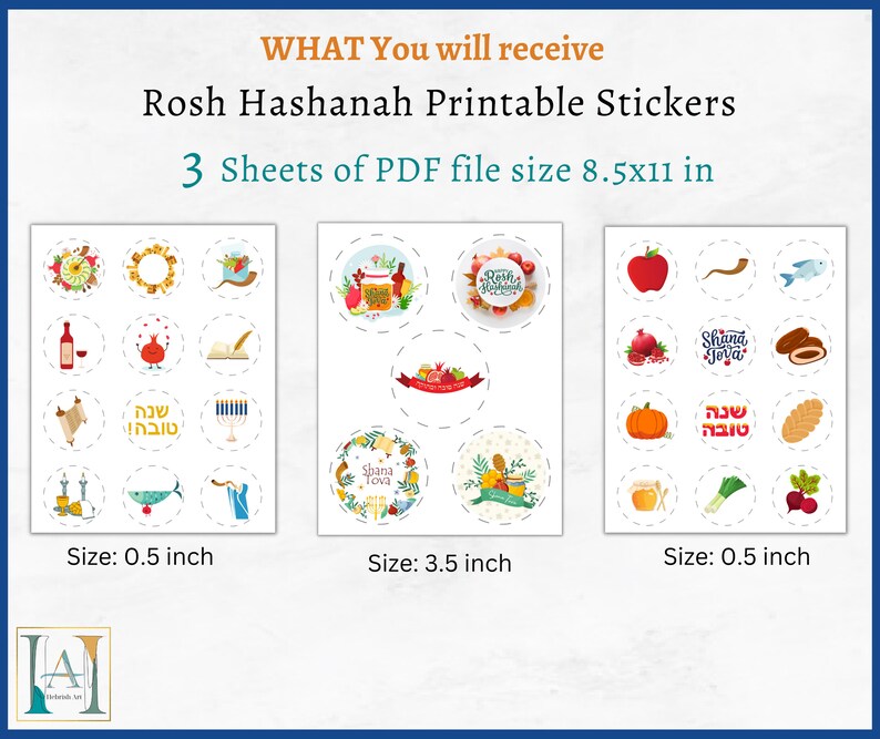 Rosh Hashanah Printable Stickers, Jewish New Year Symbols Sticker Sheet ...