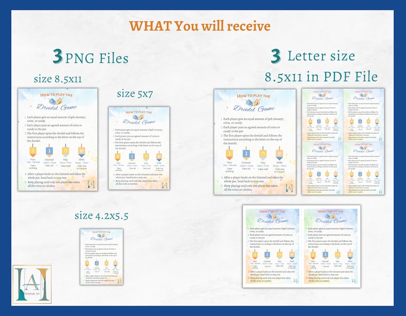 How to Play Hanukkah Dreidel Game Instructions, Printable PNG & PDF ...