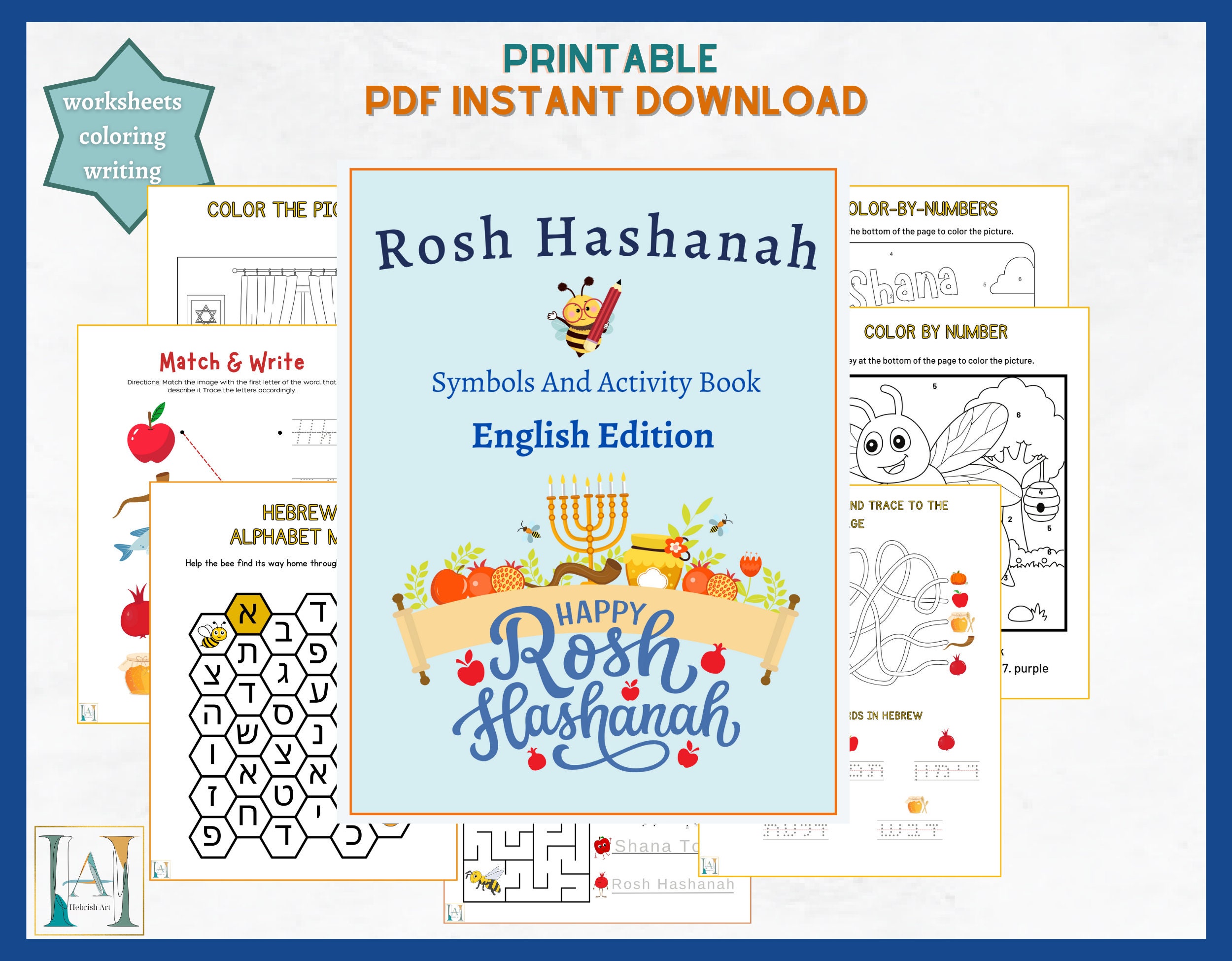Rosh Hashanah Printable English Activity Book for Kids - Etsy