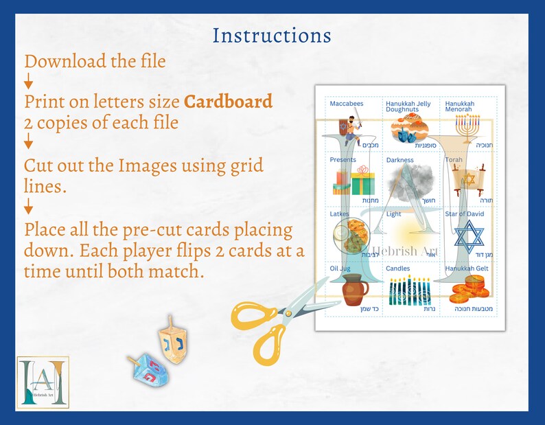 Hanukkah Symbols Memory Game Printable PDF Instant Download - Etsy
