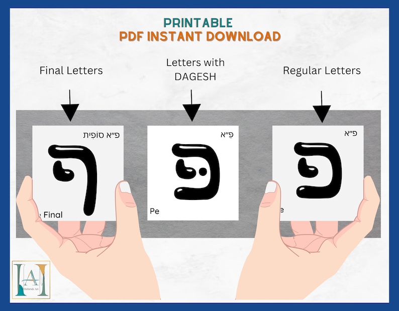 Hebrew Alphabet Letters Flash Cards / Alef - Bet B&W Printable PDF ...