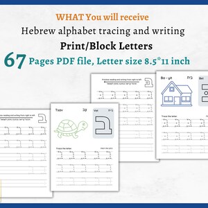 Hebrew Alphabet Letters Complete Workbook, Alef - Bet Script Letters ...