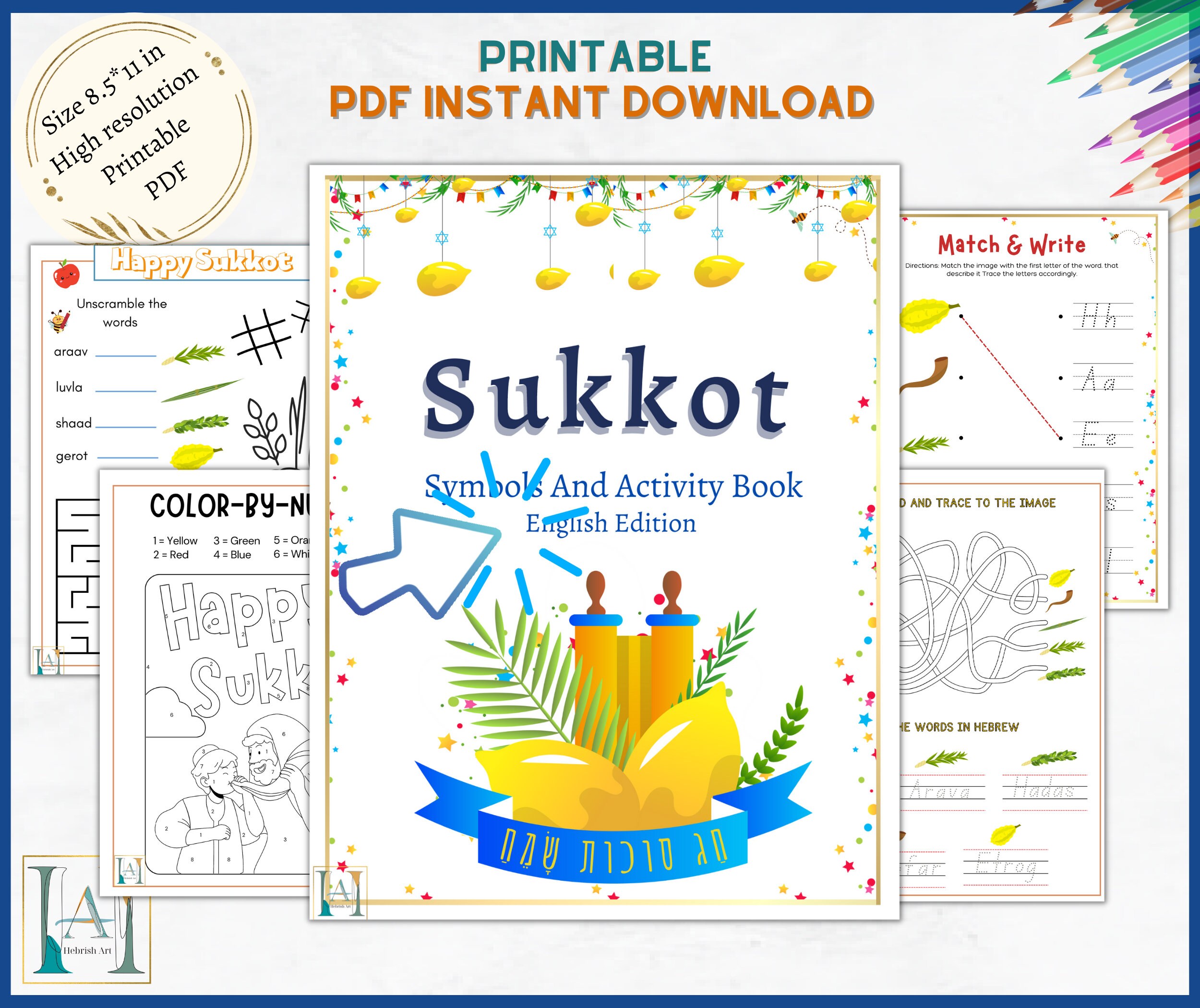 Sukkot Printable Activity Book for Kids - Etsy