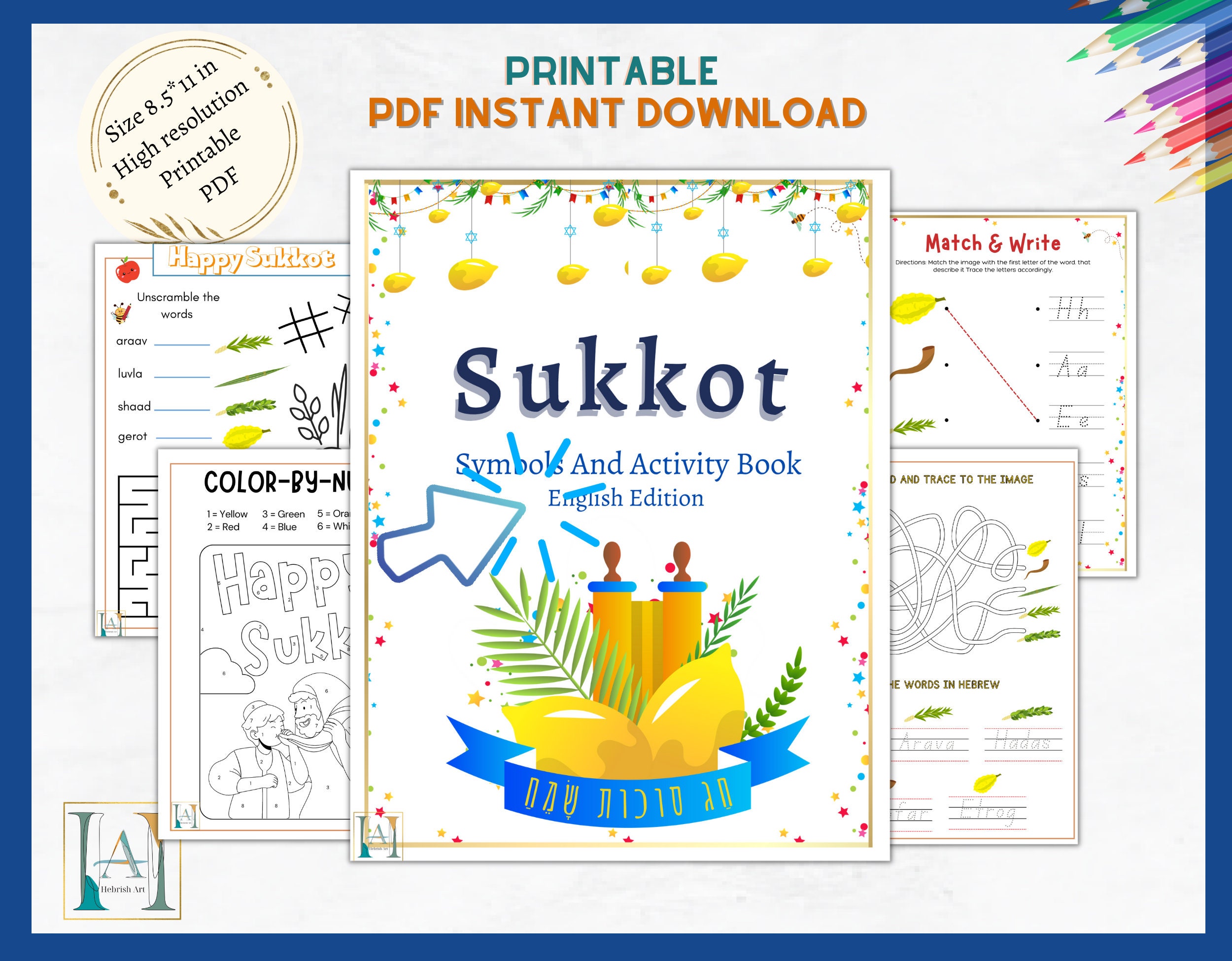 Sukkot Printable Activity Book for Kids - Etsy