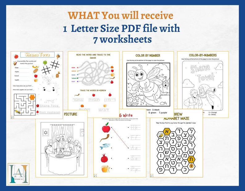 Rosh Hashanah Printable English Activity Book for Kids - Etsy