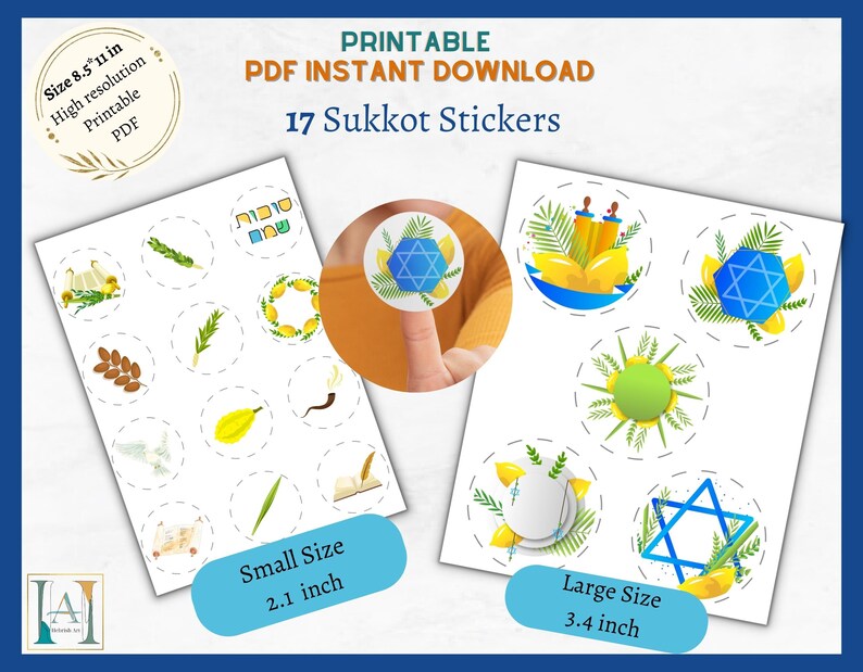 Sukkot and Rosh Hashannah Symbols Printable Sticker Sheets - Etsy