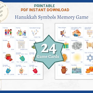 Hanukkah Symbols Memory Game Printable PDF Instant Download - Etsy