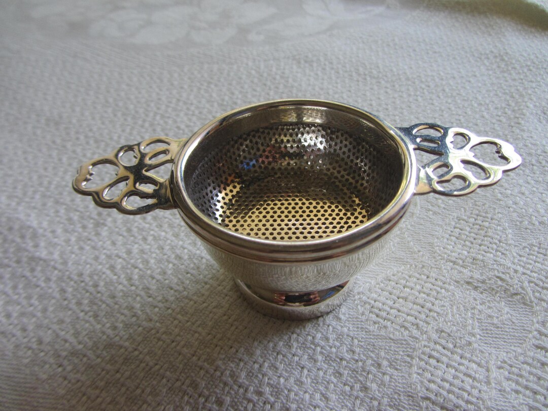 Harrods Silver Plated Over the Cup Tea Strainer and Drip Catcher Bowl ...