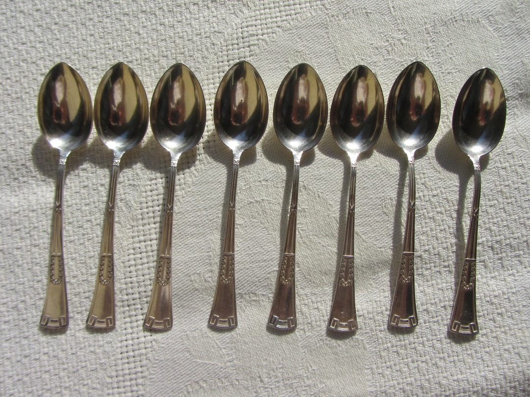 Antique Set 8 Continental Solid Silver Spoons. Early Art Deco / Regency ...