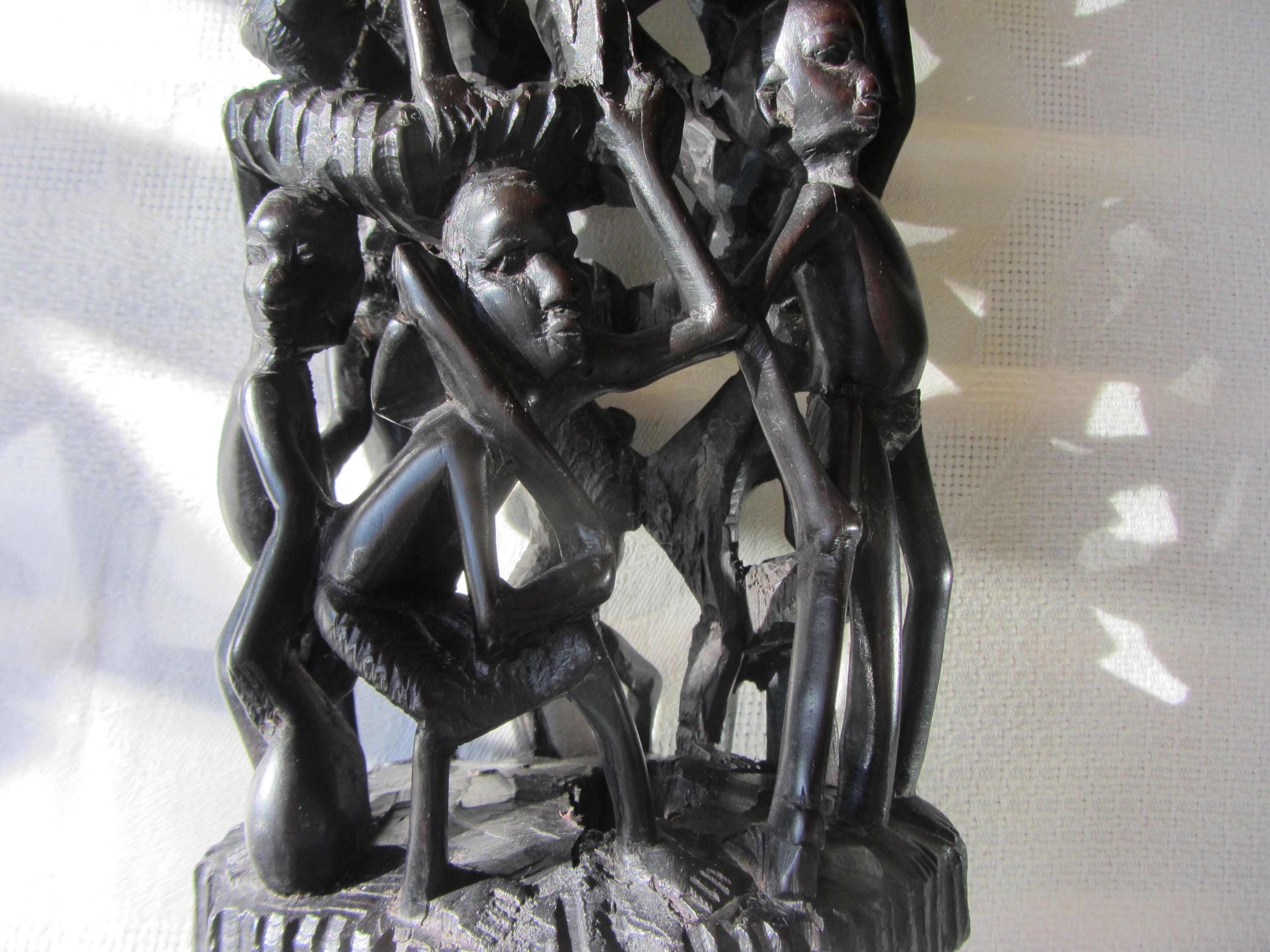 Makonde Ebony Tree of Life Wooden Sculpture. Ujaama Family Tree Carving ...