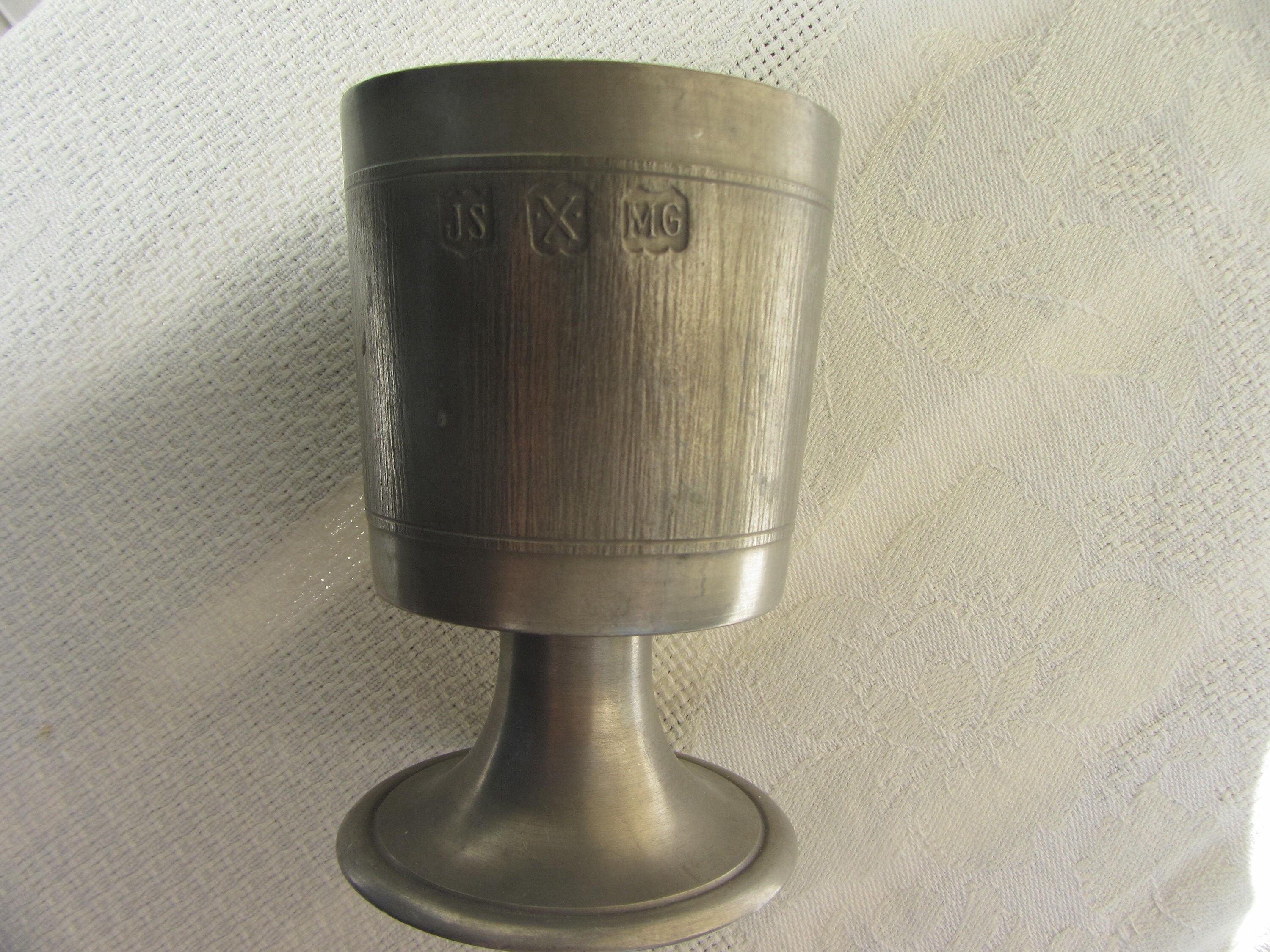 John Somers Brazil JS X MG Hand Made Pewter Goblet. Footed, Textured ...
