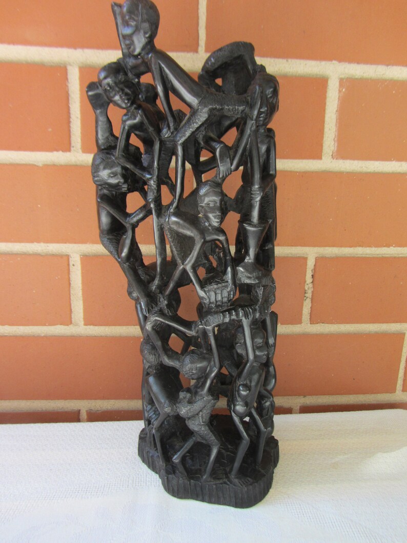 Makonde Ebony Tree of Life Wooden Sculpture. Ujaama Family Tree Carving ...