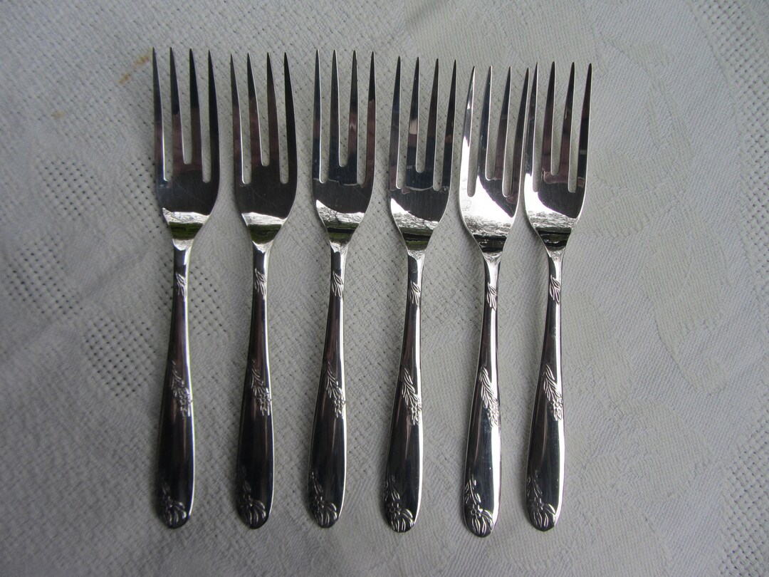 Set 6 English Fruit / Dessert Forks. Angora Plate, Warwick Pattern ...